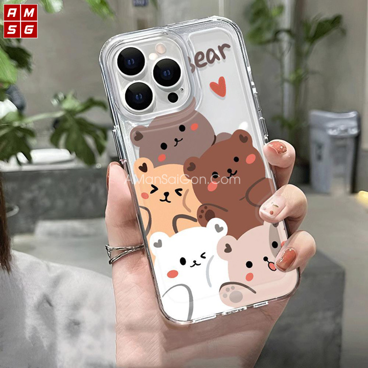 ỐP LƯNG IPHONE TRONG SUỐT HÌNH 4 CHÚ GẤU – A Mẫn Sài Gòn