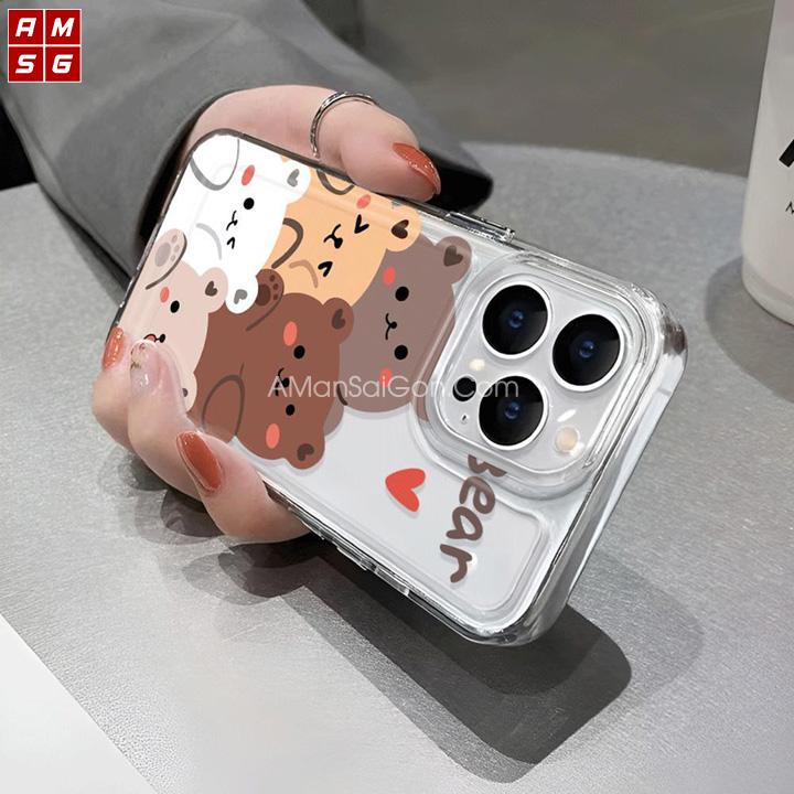 ỐP LƯNG IPHONE TRONG SUỐT HÌNH 4 CHÚ GẤU – A Mẫn Sài Gòn