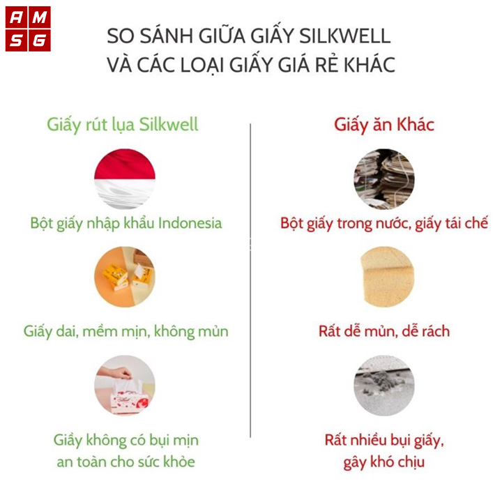 GIẤY RÚT LỤA 2 LỚP SILKWELL CHERRY 280 TỜ – A Mẫn Sài Gòn